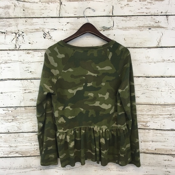 William Rast | Tops | William Rast Green Camo Peplum Long Sleeve Top 69 ...